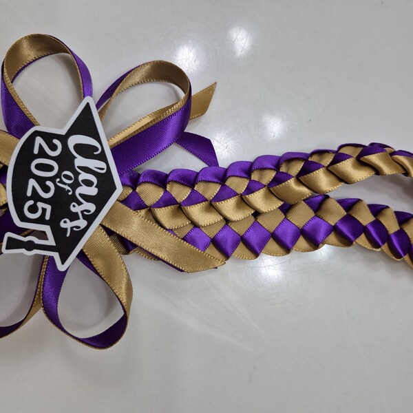 3 Color Grad Lei | Graduation Lei With Name | Class of 2025 | Hawaiian ...