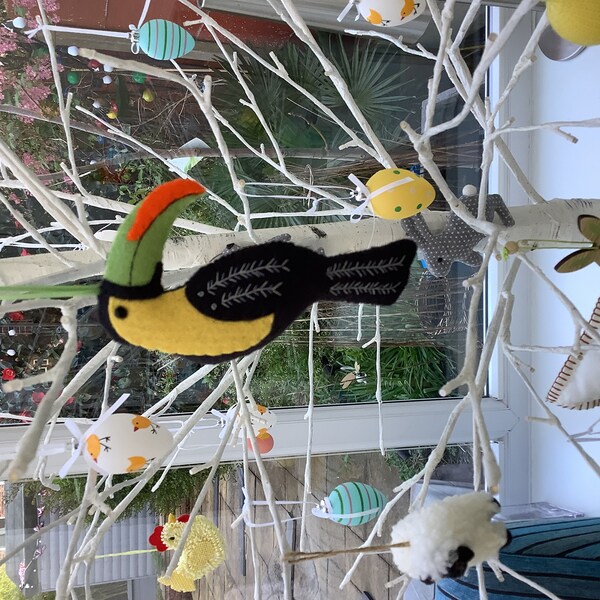 Gold Easter Rooster and Hen Decorations Felt Easter Chickens ...