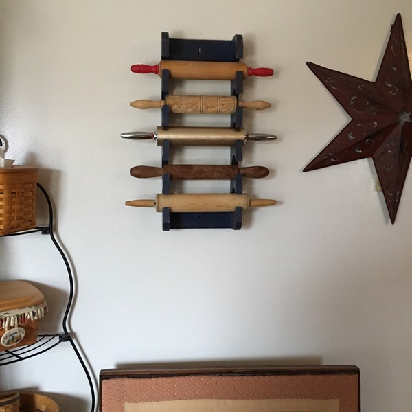 Multiple Rolling Pin Rack Wooden Rolling Pin Shelf Farmhouse Style ...