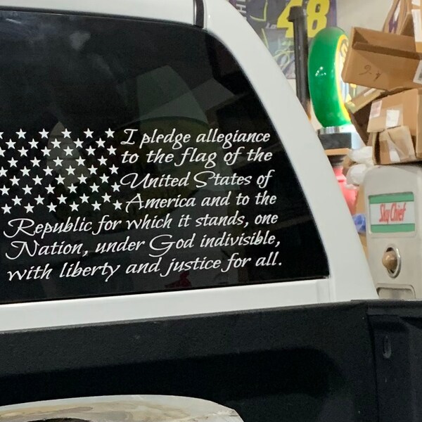 Pledge of Allegiance American Flag Vinyl Decal Sticker, Window Graphic ...