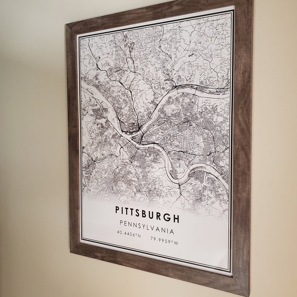 Pittsburgh Map Print Poster Canvas | Pennsylvania Map Print Poster ...