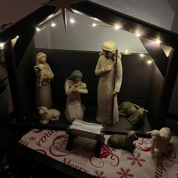 Nativity Manger /cradle for Willow Tree Nativity Wood Manger for Willow ...