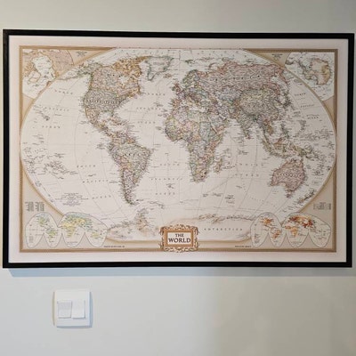 World Map Peel and Stick Wall Sticker, Black Map of the World Wall ...