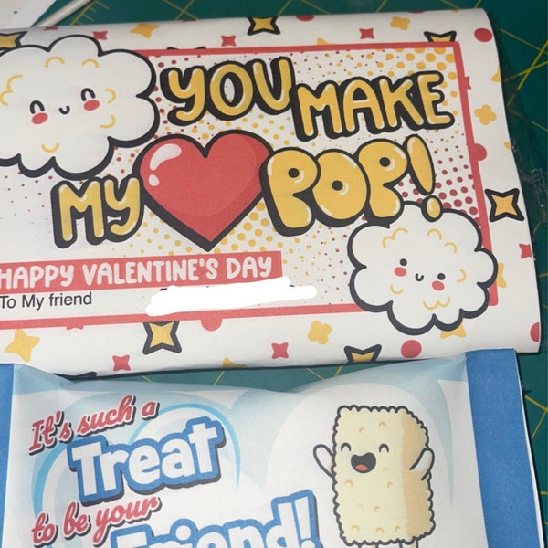 Popcorn Bags Wrap Kids Valentines Cards Printable EDITABLE Names You ...