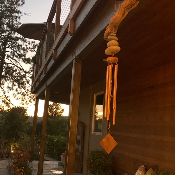 Large Wind Chime - Zen Beach Stones - Genuine Copper Chimes - All ...