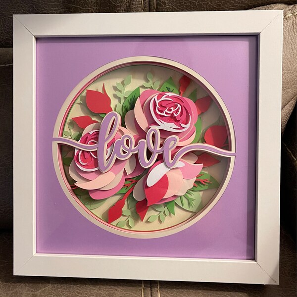 3D VALENTINE'S SVG Shadow Box Rose LOVE Svg Rose Svg Love Valentine's ...