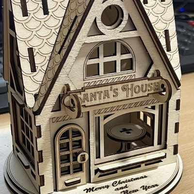 Santa Claus House Laser Cut File, SVG Plan for Glowforge and Cutting ...