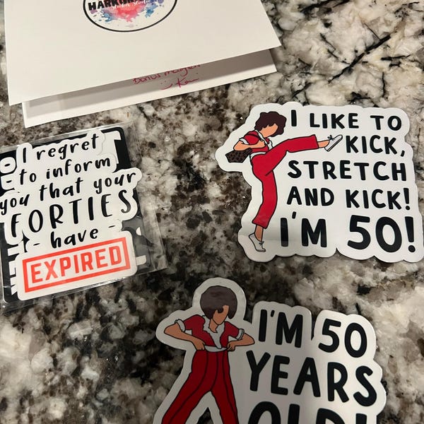50th Birthday Die Cut Sticker Pack, Happy 50th Birthday, the Big 50 ...