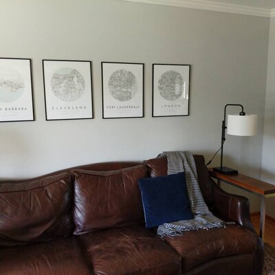 Personalized Map Print, Set of Four, Map Prints, Custom Locations, City ...