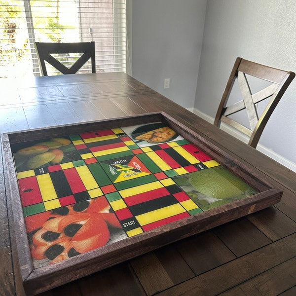 Jamaican Coat of Arms Centered & Athletes Ludi Board With Checkers ...