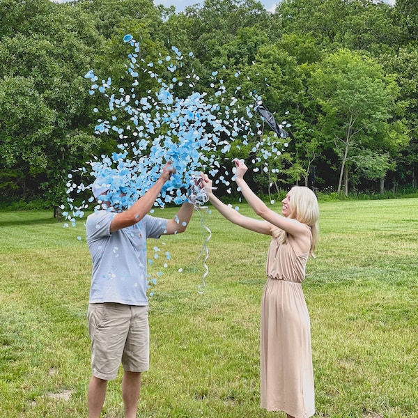36in Black Gender Reveal Balloon Filled With Designer Pink or Blue ...