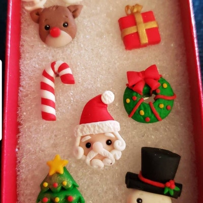 Christmas Studs Set Fimo Clay Polymer Clay Cute Kawaii Santa - Etsy
