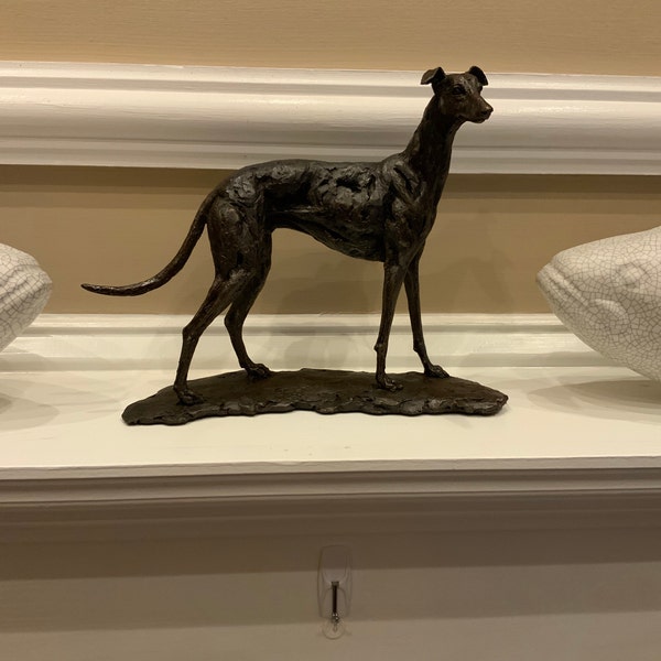 Standing Greyhound Dog Statue | Small Bronze Ornament | Bronze Resin ...