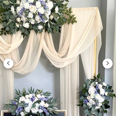 Floor Free Standing Arch Arrangement Aisle Flowers White Boho Pampas ...