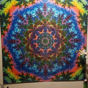 Macrodose Ceiling Canopy Trippy UV Reactive Geometric Tapestry 6 Petals ...