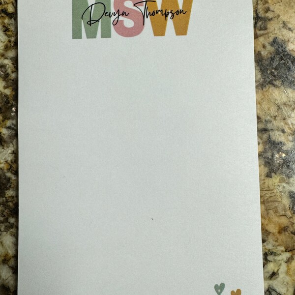 MSW Graduation Gift, Social Work Note Pad, MSW Grad Gift, Social Worker ...