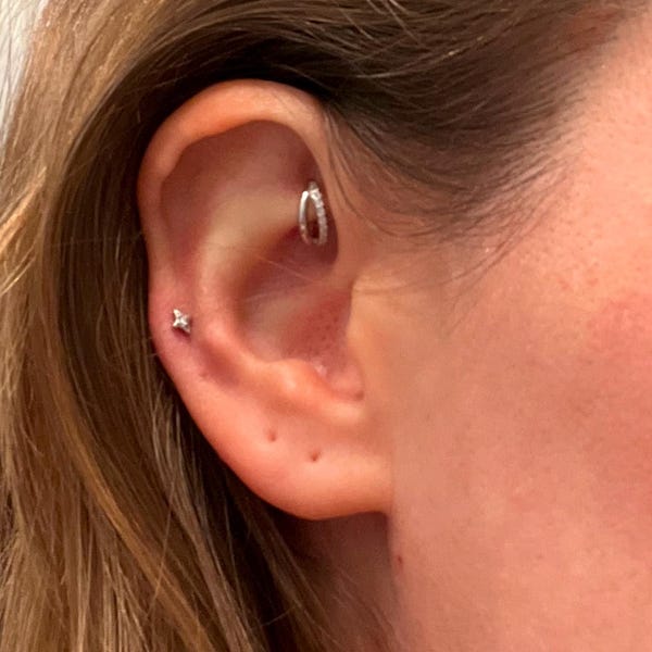 Emerald Charm Flat Back Earring Set Set of 3 Cartilage Earrings Helix ...