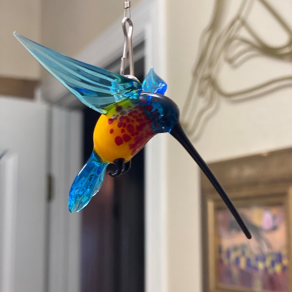 Glass Hummingbird Figurine, Flying Birds Hummingbird, Glass Animals ...