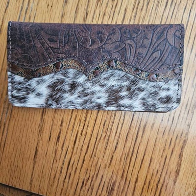 Deluxe Western Checkbook-credit Card Cover Wallet-cowhide-leather - Etsy