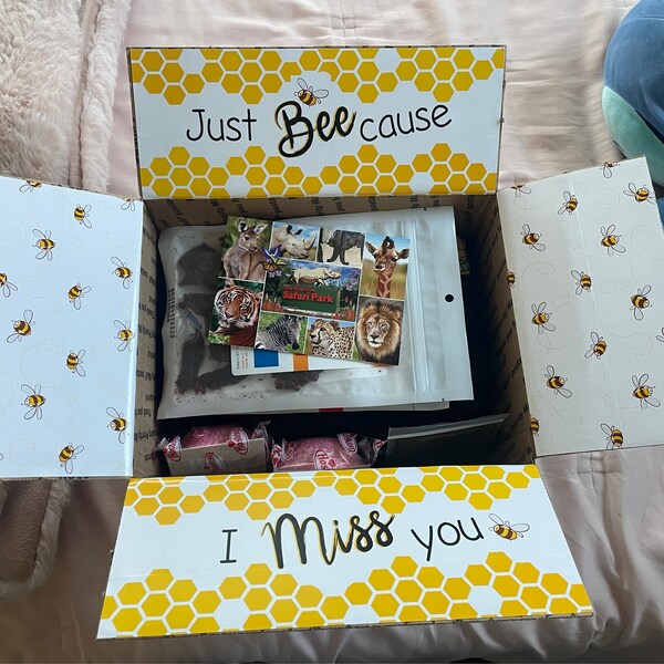 I Miss You Care Package Box Stickers / Bumble Bee Yellow College ...