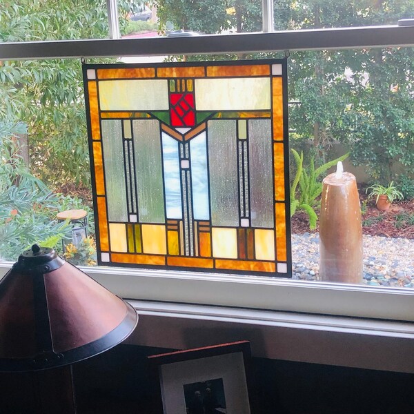 Craftsman Style Stained Glass Window - Etsy