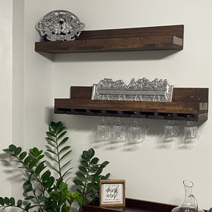 Wood Wine Rack the Ryan Wall Mounted Shelf & Hanging | Etsy