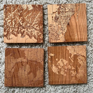 The 4 Elements Coasters, Set of 4 Round Coasters, Birthday Gift, Laser ...