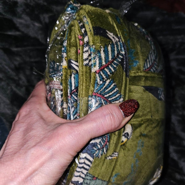 Pink Bird Print Velvet Kimono Robes, Morning Tea Velvet Coat ...