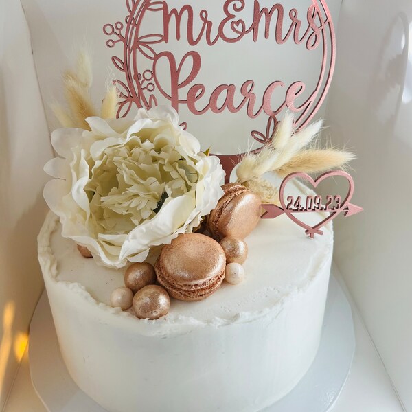 Silver Couples' Name Cake Toppers for Wedding - Wood Made Topper ...