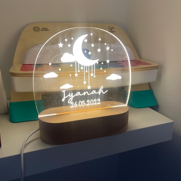 Personalized Night Light for Baby,moon Star Clouds,custom Night Light ...