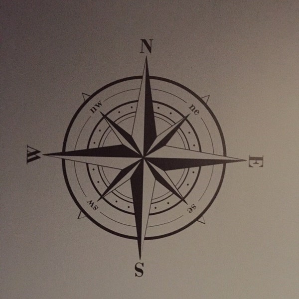 Compass Rose - Decal Wall Vinyl Sticker Family Kids Room Mural Sky Map ...