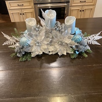 Christmas Centerpiece, Ice-blue Christmas Centerpiece, Christmas Decor ...