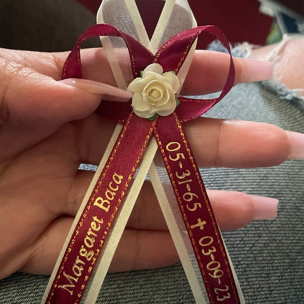 Personalized Funeral Ribbon Favors: Custom Memorial Ribbons With Pin - Etsy