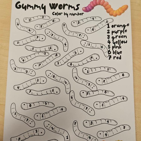 Gummy Worm - Color by Number - Etsy