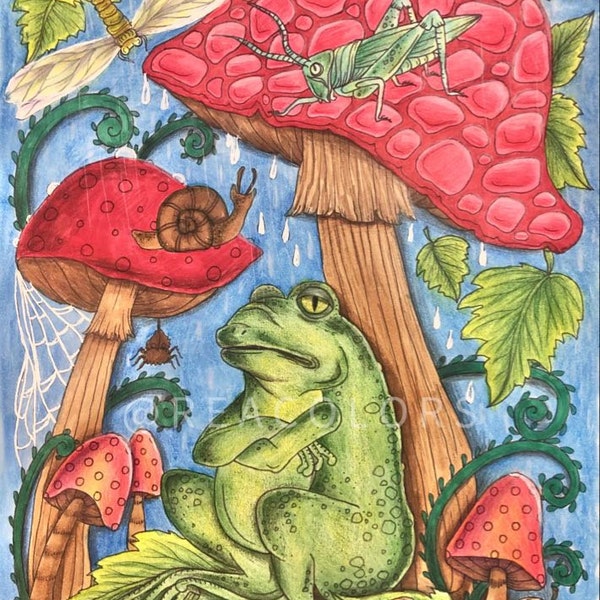 Fall Frog and Friends Coloring Page, Pdf, Digital, Fun Fall Coloring ...