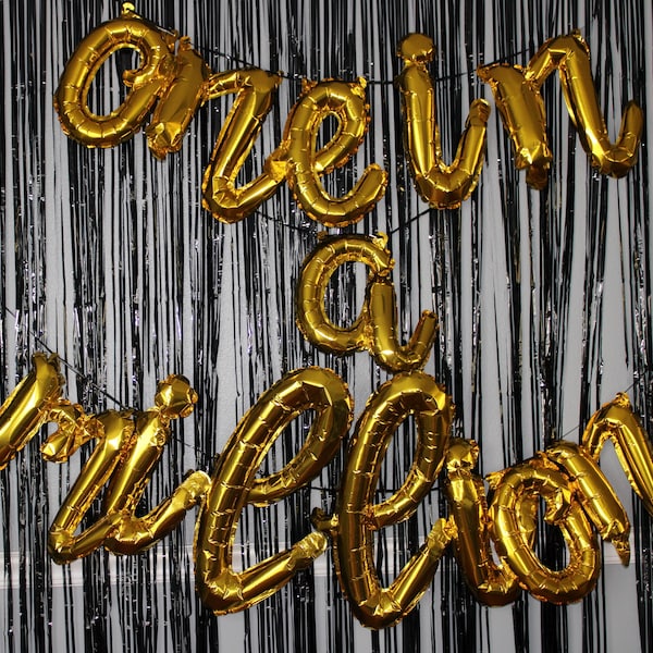 ONE IN A MILLION Cursive Letter Balloon Banner - Gold, Rose Gold ...