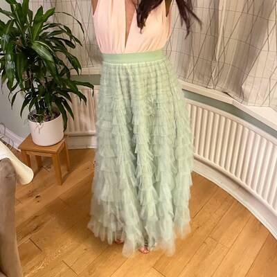 Ruffle Maxi Long Skirt Ruffle Tulle Skirt Tulle Long Skirt - Etsy UK