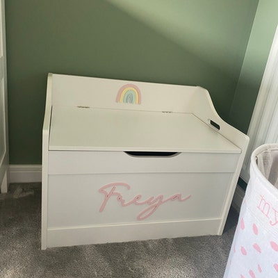Personalised Rainbow Toy Box With Safety Hinge - Etsy UK