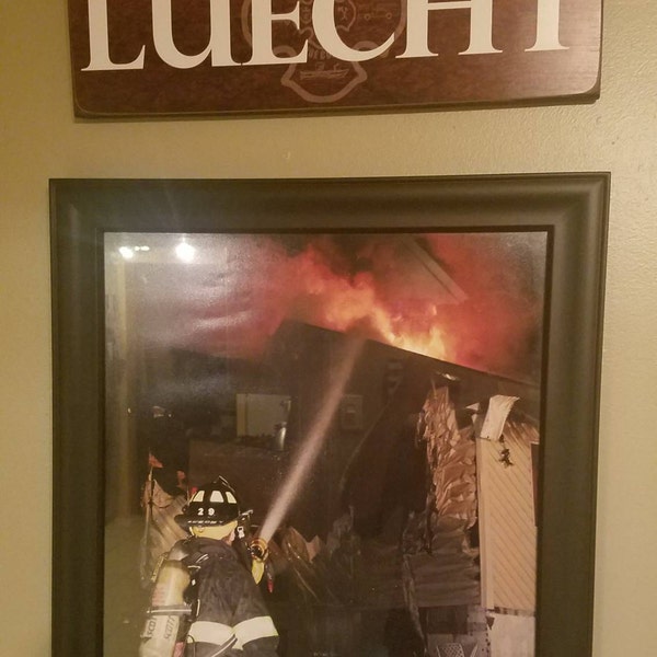 Firefighter Name Sign, Family Name, Firefighter Decor, Fireman Decor ...