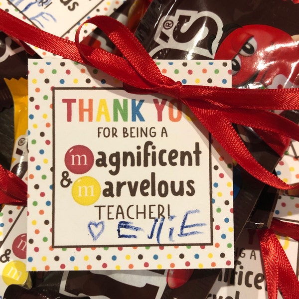M&ms Teacher Appreciation Gift Tag, Magnificent and Marvelous Teacher ...