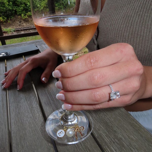 Personalized Initial Wine Glass Charms | Pearl Glass Name Tags ...