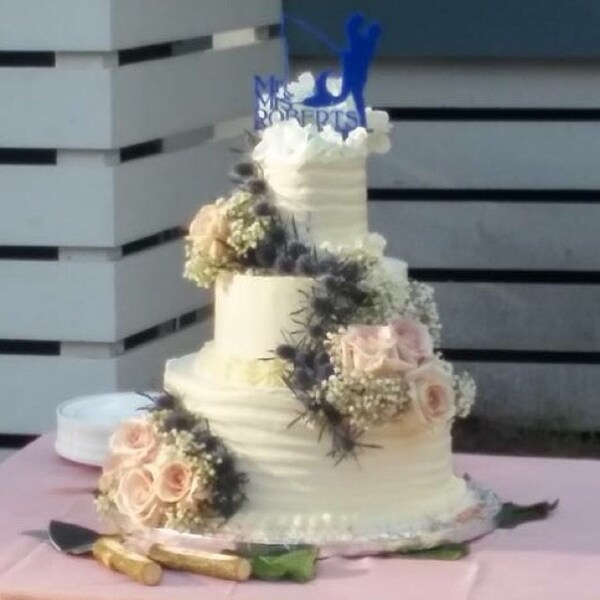 Man Holding Mermaid Mr. and Mrs. Custom Wood Wedding Cake Topper ...