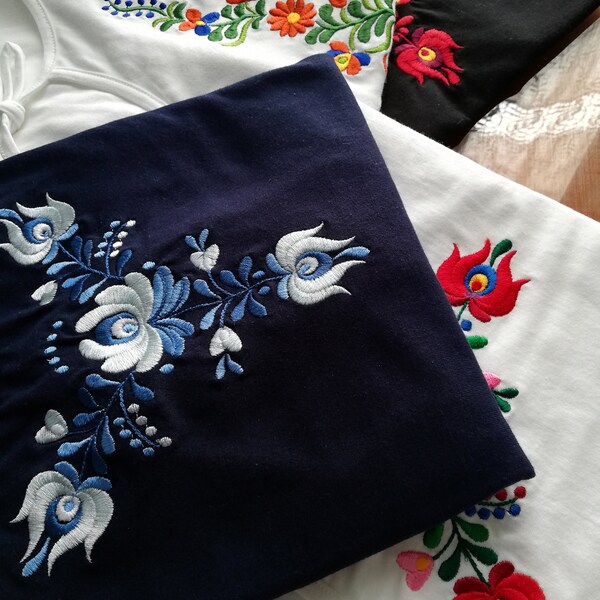 Embroidered Hungarian Folk Art Matyó Short Sleeve T-shirt From Hungary ...