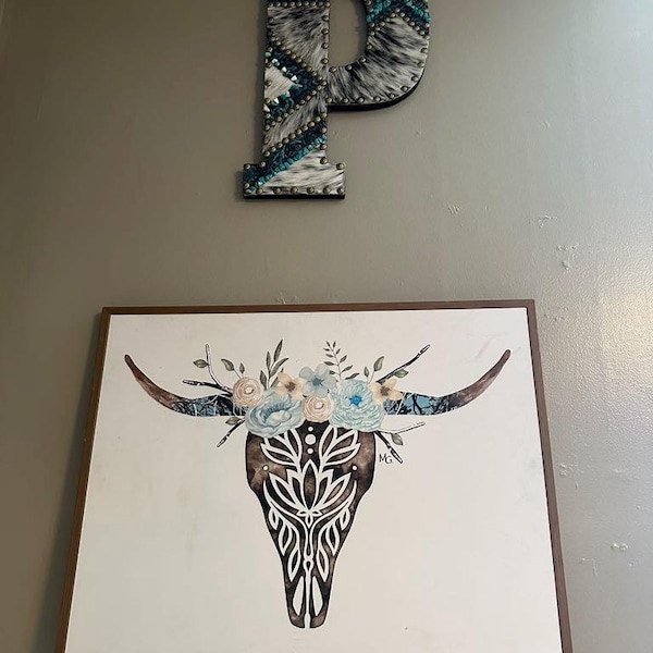 Cowhide Letters 18” - Personalized Western Wall and Shelf Decor *made ...