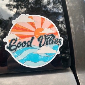 Good Vibes Sticker Beach Ocean Sun Sunshine Waves Cup Laptop Car ...