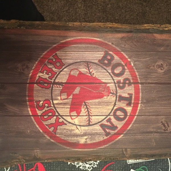 Boston Red Sox Handmade Wood Sign Rustic Wooden Plaque With Boston Red ...