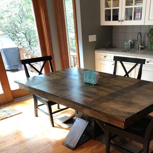 Glayden Slanted Post Legs Table Large Dining Table Modern Wood Dining ...