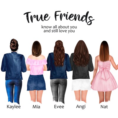 Friendship Print Best Friend Gift for Her Five Friends Gift - Etsy