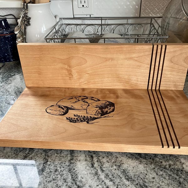 Maple Laser Engraved Bread Cutting Board With Preset Slice Thickness ...