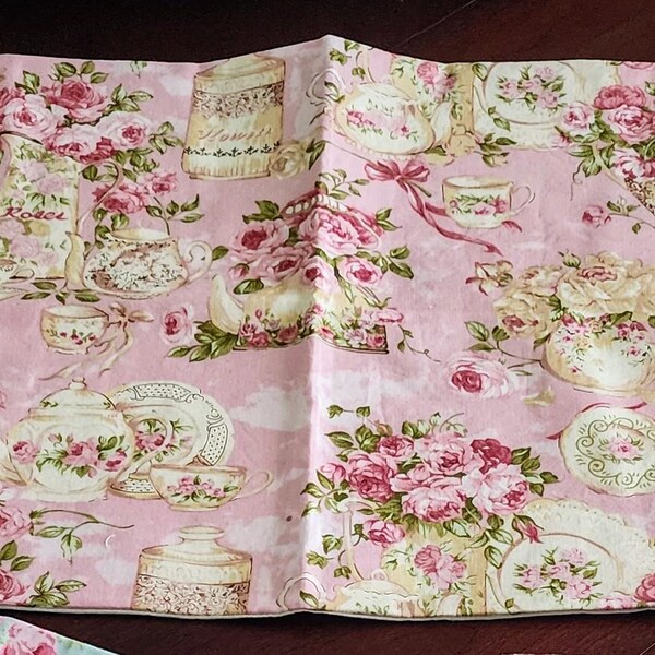 Romantic Pink Floral Cotton Napkins Set of 4 Tea Party Linens Shabby ...
